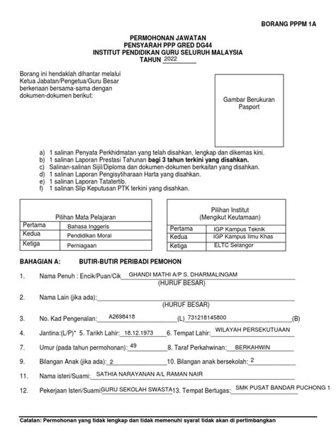 02 Borang Pppm 1a Pensyarah 1 Pdf