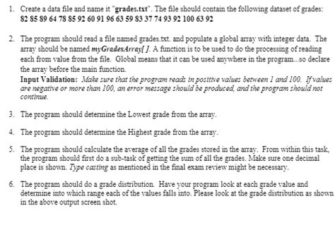 Solved 1 Create A Data File And Name It Gradestxt The