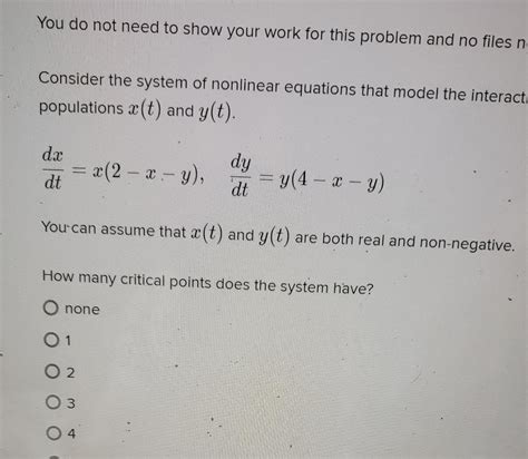 Solved Consider The System Of Nonlinear Equations That Model Chegg