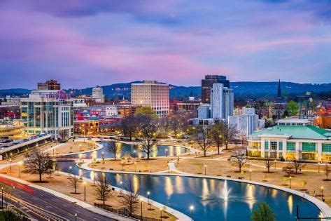 Huntsville Alabama Usa Park And Downtown Cityscape At Twilight