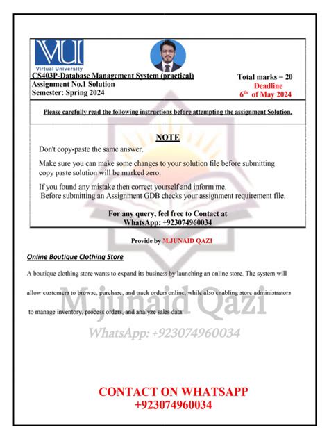 Cs403p Assignment 1 Solution Spring 2024 By Mjunaid Qaz Pdf