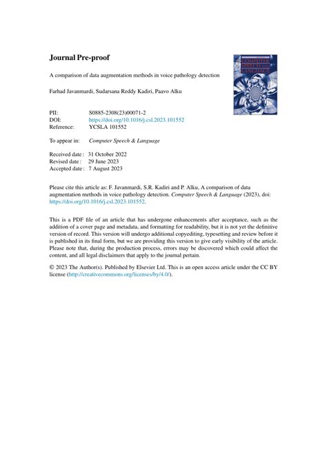 Pdf A Comparison Of Data Augmentation Methods In Voice Pathology Detection