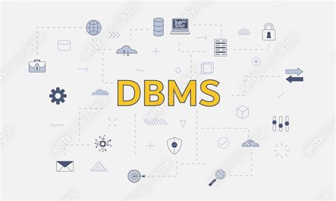 Dbms Database Management System Concept With Icon Set With Big Word Or