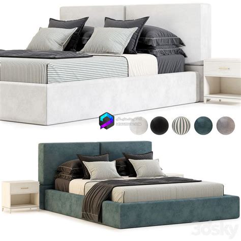 دانلود مدل ست تخت خواب 2 نفره مدرن تمام لمسه در 5 رنگ متفاوت تخت خواب