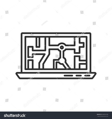 Navigation Linear Icon Laptop Map Gps Stock Vector Royalty Free 496954180 Shutterstock