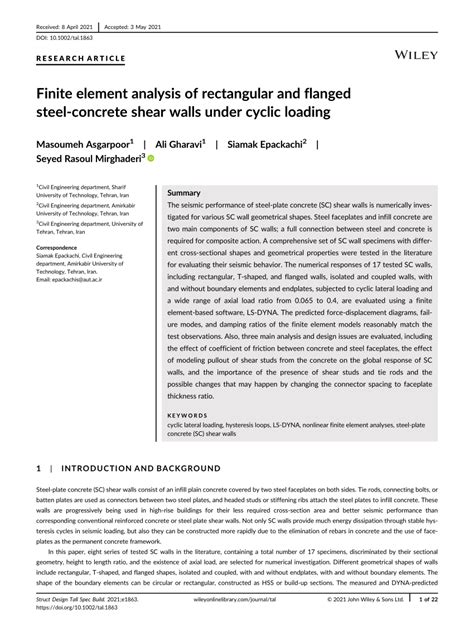 Pdf Finite Element Analysis Of Rectangular And Flanged Steel‐concrete