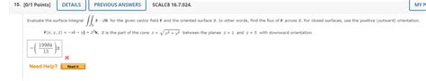 Solved F X Y Z −xi−yj Z3k S Is The Part Of The Cone Z X2 Y2
