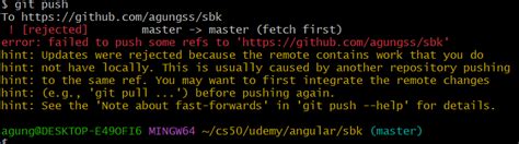 Git Rejected Master Master Fetch First Stack Overflow