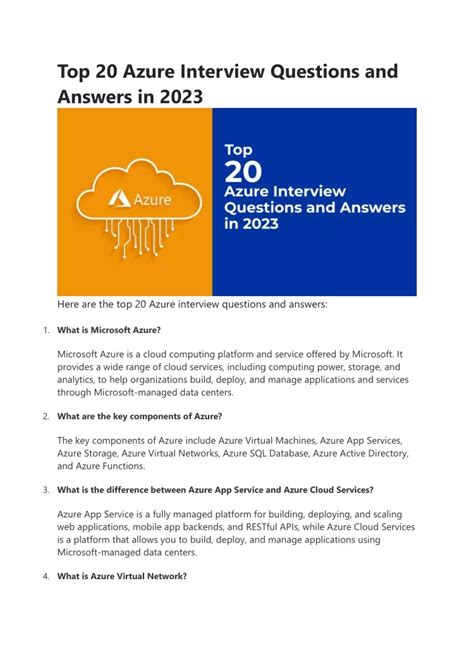 Ppt Top 20 Azure Interview Questions And Answers In 2023 Powerpoint