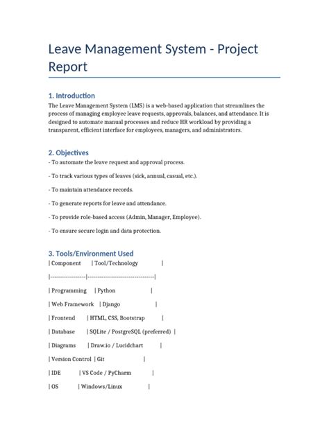 Leave Management System Project Report Pdf Password Software