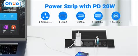 Desk Power Sockets With Usb C Ohuo Recessed Power Strip With Usb Slots Hdmi And Cat Port