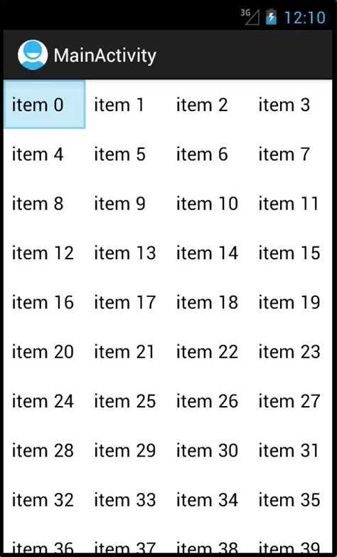 yan note android gridview 基本的な使い方