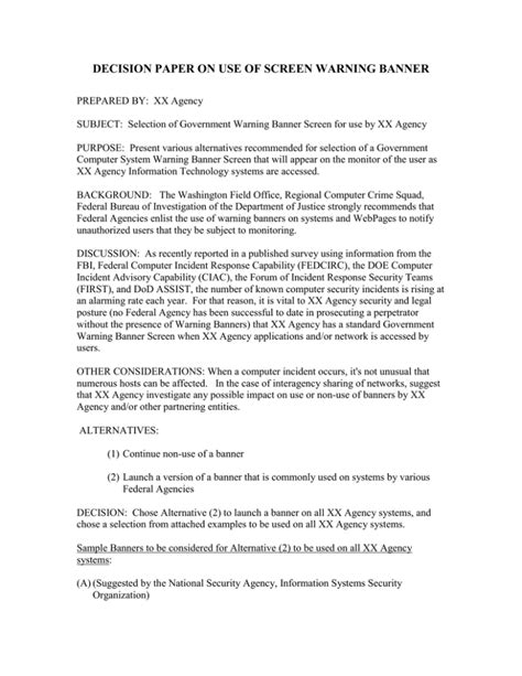 Dod Warning Banner Computer