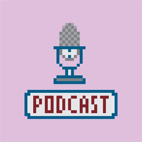 픽셀 아트 팟캐스트 로고 프리미엄 벡터