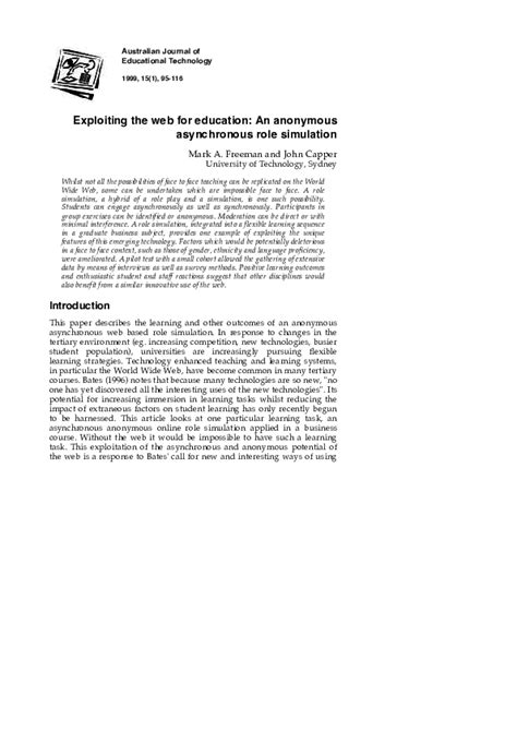 Pdf Exploiting The Web For Education An Anonymous Asynchronous Role Simulation