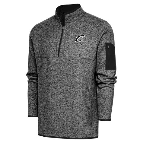 Mens Cleveland Cavaliers Antigua Heather Black Metallic Logo Fortune Quarter Zip Jacket