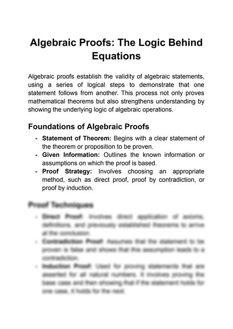 Solution Algebraic Proofs The Logic Behind Equations Studypool