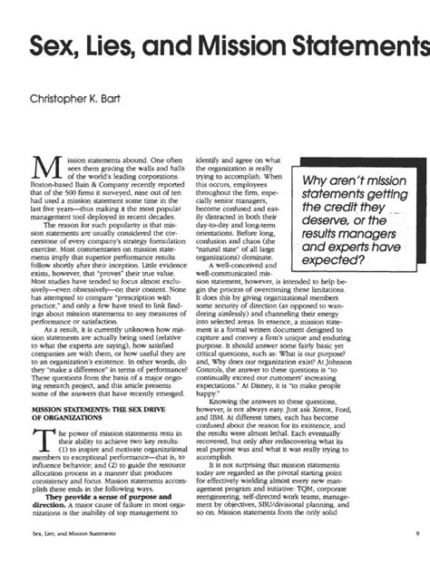 Sex Lies Mission Statement Pdf