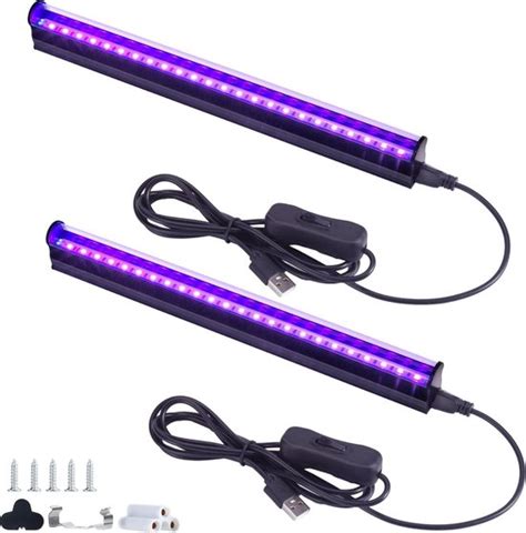 Pack Of Uv Blacklight Bulbs W Usb Uv Led Blacklight Black Light Bar Glow Bol