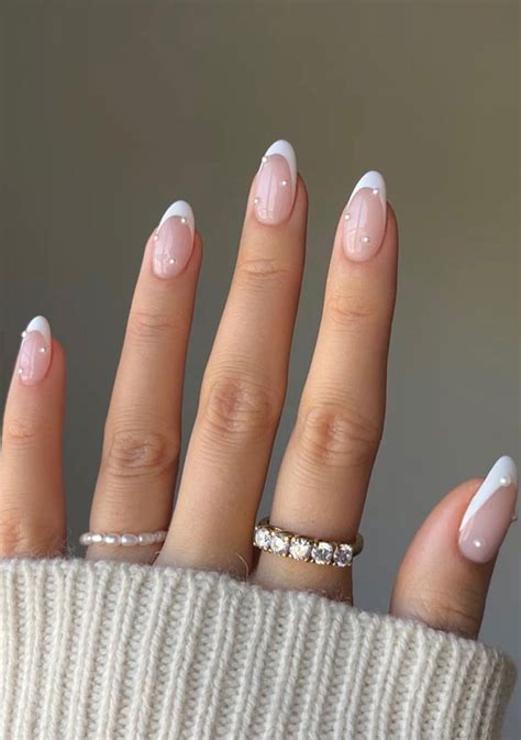 70 Wedding Nails For Brides Mismatch White Swirl French Tip Nails