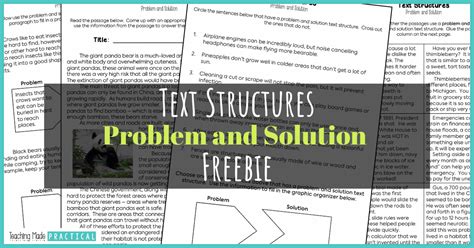 Problem And Solution Text Structure Worksheets