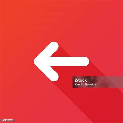 왼쪽된 뒤로 직선 화살표 아이콘입니다 긴 그림자 효과와 현대적인 디자인 플랫 스타일 아이콘 에 대한 스톡 벡터 아트 및 기타 이미지 Istock