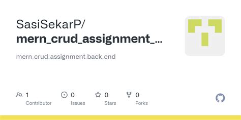 GitHub SasiSekarP Mern Crud Assignment Back End Mern Crud Assignment