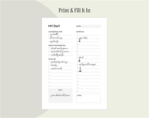 Printable Daily Planner PDF Daily Schedule Daily To Do List Undated Planner Daily Planner