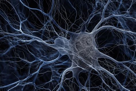 Neuron Cell Microscopic View Nervous System Brain Synapse Neurology Medical Premium Ai