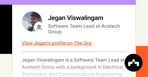 Jegan Viswalingam Software Team Lead At Acetech Group The Org