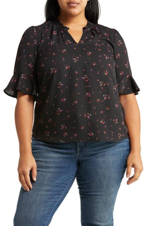 Ruffle V Neck Blouse Plus Size