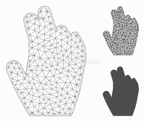 Manage Hand Vector Mesh Carcass Model And Triangle Mosaic Icon Stock