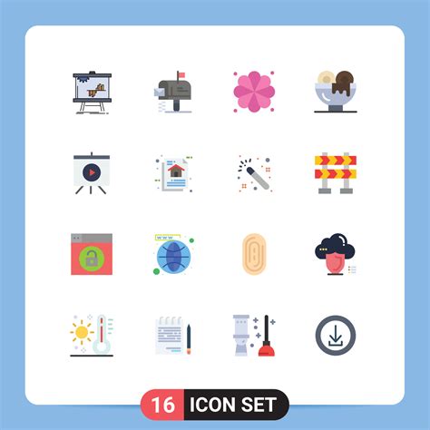 Universal Icon Symbols Group Of 16 Modern Flat Colors Of Business Plumeria Graph Mail Element