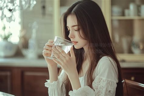 喝水ai数字艺术 喝水简约自然光成年女性白色蕾丝上衣双手捧水闭眼享受人像照片 Ai图片免费下载 Png格式 1344像素 编号72491387 千图网