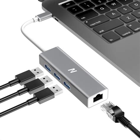 Nectus Usb Type C 3 0 Gigabit Rj45 Ethernet Network Adapter 3 Ports Usb 3 0