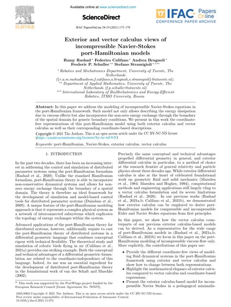 Pdf Exterior And Vector Calculus Views Of Incompressible Navier Stokes Port Hamiltonian Models