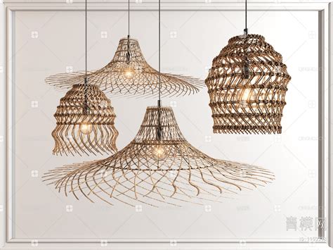 【藤编吊灯3d模型】 Vr新中式有灯光有贴图max2016藤编吊灯3d模型下载 Id1153338 免费3dmax模型库 青模3d模型网