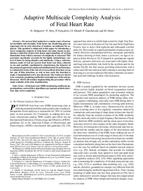 Pdf Adaptive Multiscale Complexity Analysis Of Fetal Heart Rate