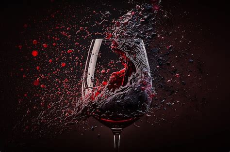 Premium Ai Image Splash Red Wine Drink In A Glass On A Dark