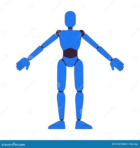 Humanoid Robot Model 2d Linear Cartoon Character Vector Illustration 311619638