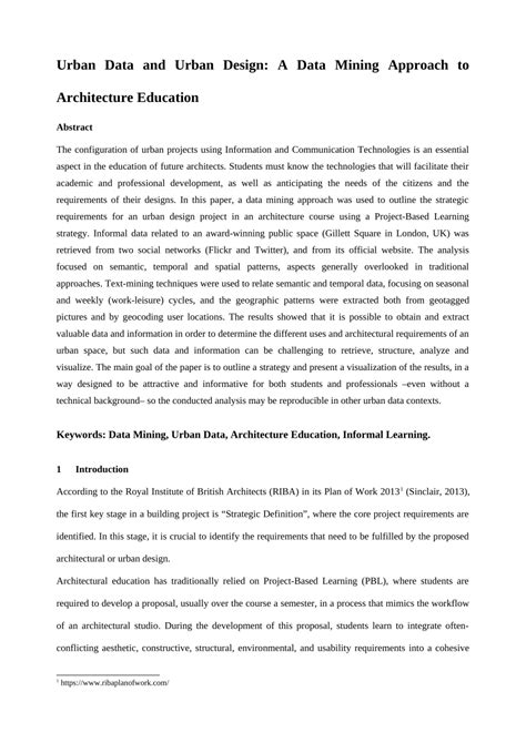 PDF Urban Data And Urban Design A Data Mining Approach To Architecture Education