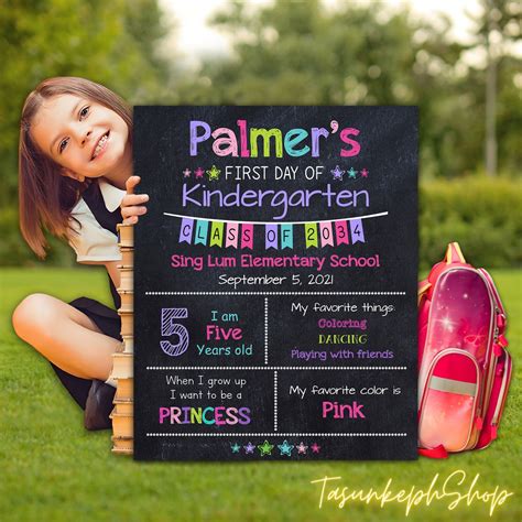 Custom School Board Back To School Sign Kindergarten Signfirst Day