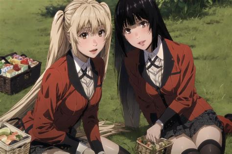 Anime Image Of Two Girls Sitting On The Grass With A Basket Of Fruit