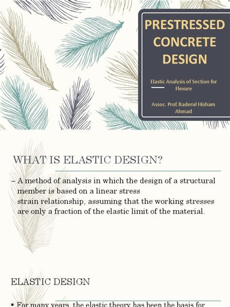 Prestressed Concrete Design Elastic Analysis Of Section For Flexure Assoc Prof Baderul Hisham