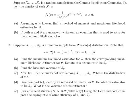 suppose x1 … xn is a random sample from the gamma