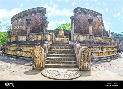 The Stone Statue Of Lord Buddha In The Stupa House Vatadage Of Dalada Maluwa In Polonnaruwa