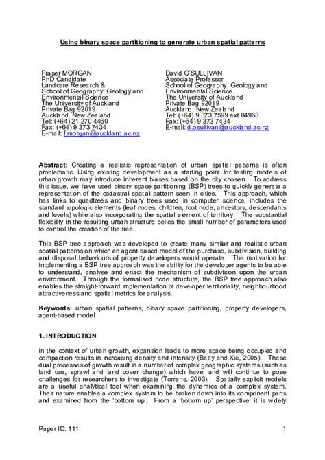 Pdf Using Binary Space Partitioning To Generate Urban Spatial Patterns