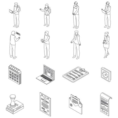 Assignment Icons Set Vector Outline 16814282 Vector Art At Vecteezy