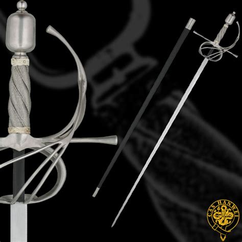 Torino Fencing Rapier Forged High Carbon Steel Black Leather Scabbards