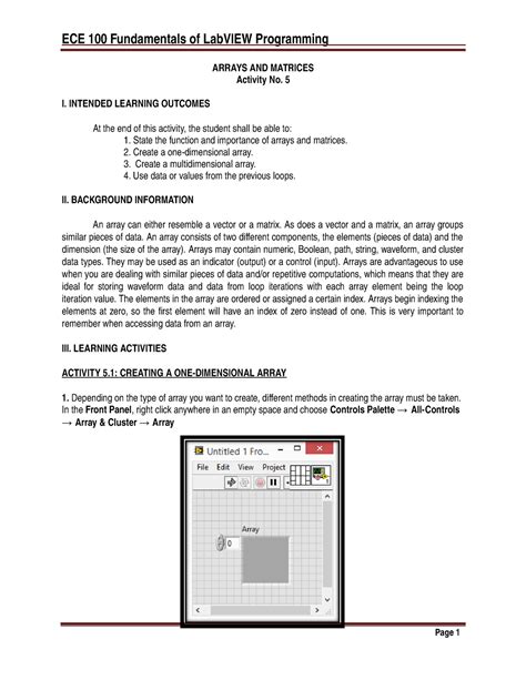 arrays and matrices lecture notes 6 fundamentals of labview